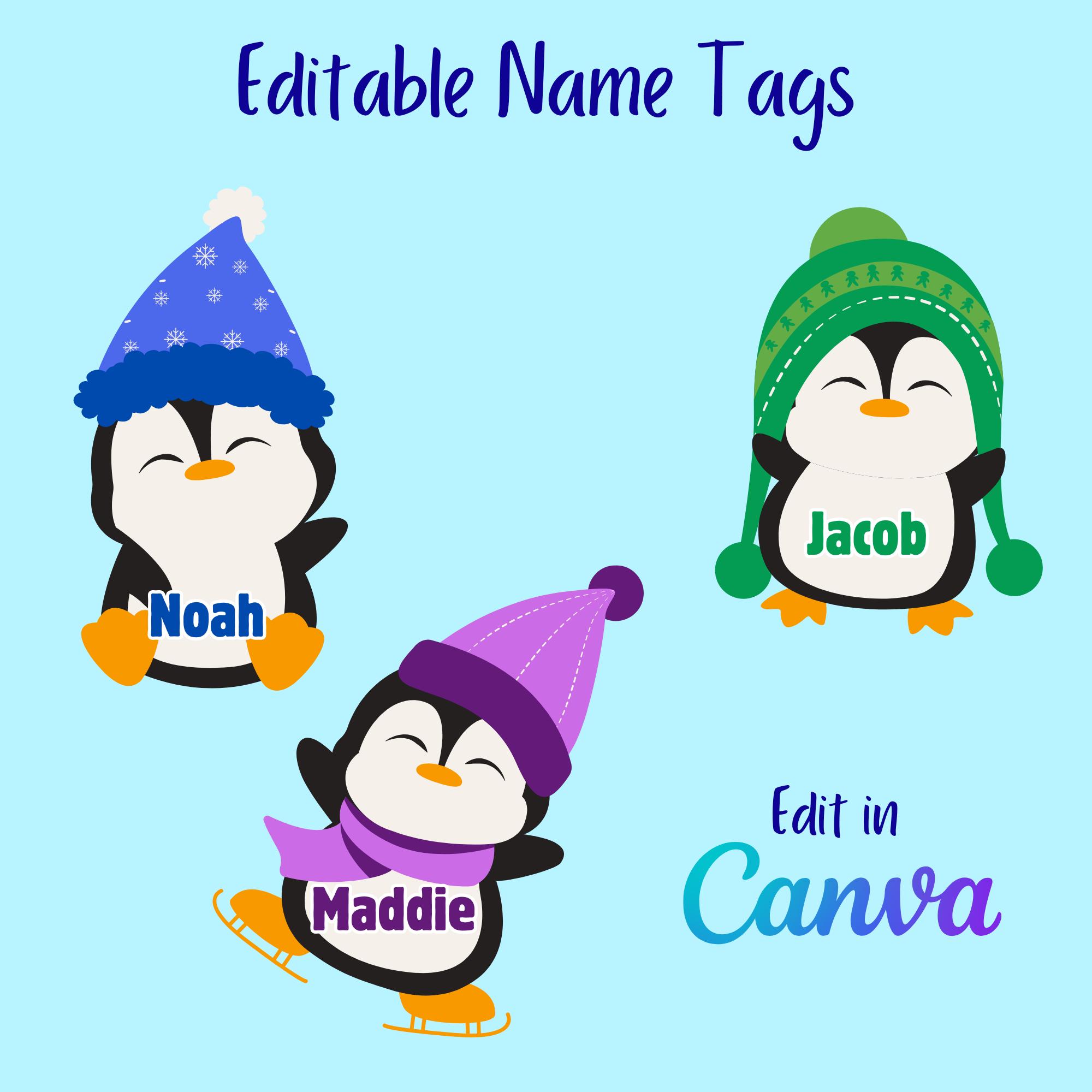 Penguin Classroom Name Tags, Winter Penguin Student Desk Labels, Winter ...