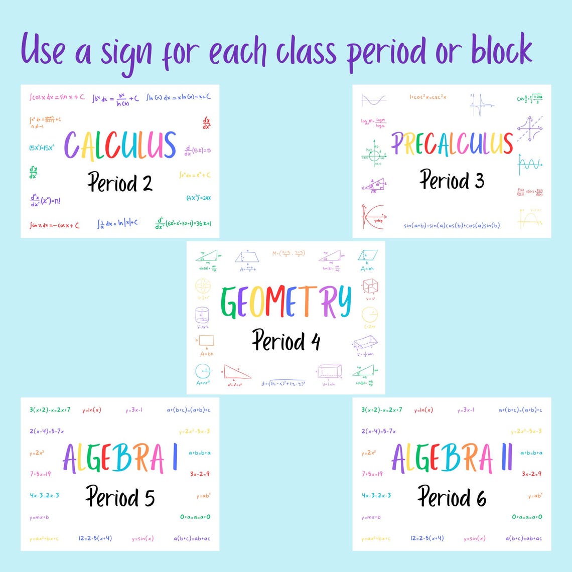 Mathematics Class Labels Bundle, Math Classroom Door Sign, Class Signs ...