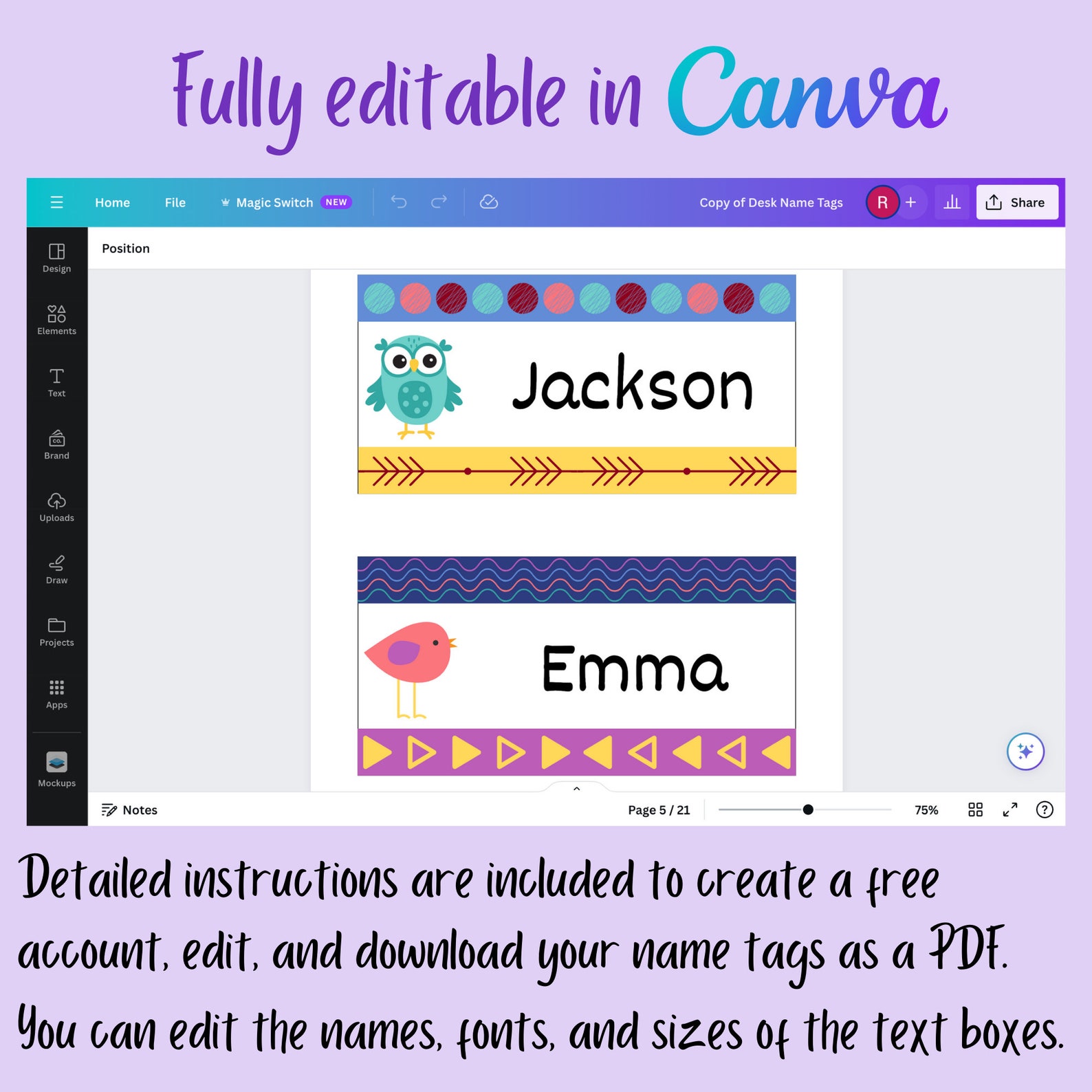 Editable Classroom Desk Name Tags, Student Desk Name Labels, Colorful ...