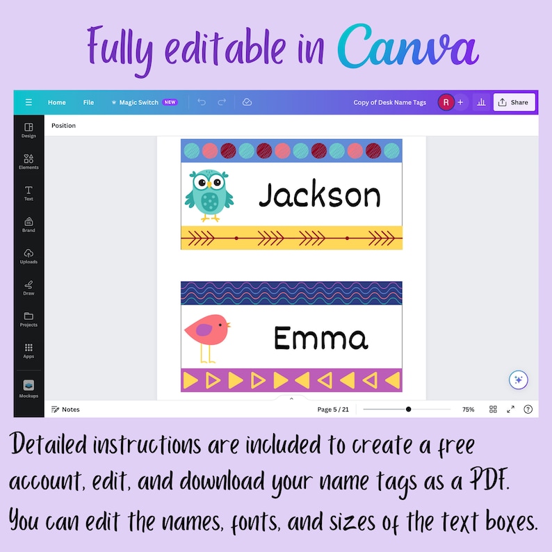 Editable Classroom Desk Name Tags, Student Desk Name Labels, Colorful ...
