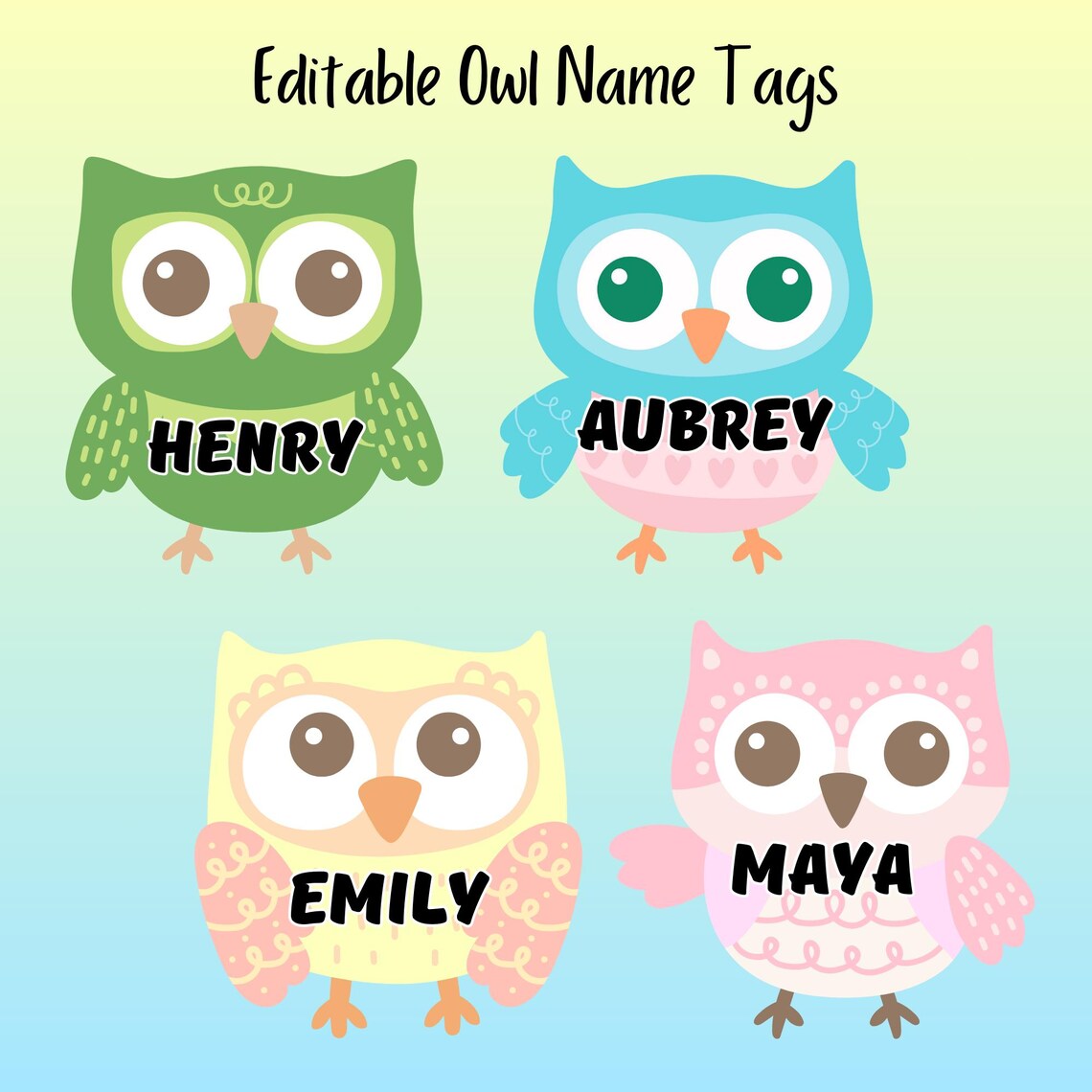 Owl Classroom Name Tags, Owl Student Desk Labels, Cute Locker Labels ...