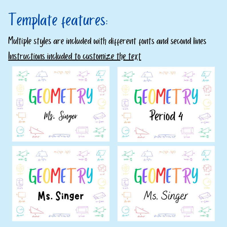 Geometry Classroom Sign, Math Classroom Door Sign, Mathematics Class ...