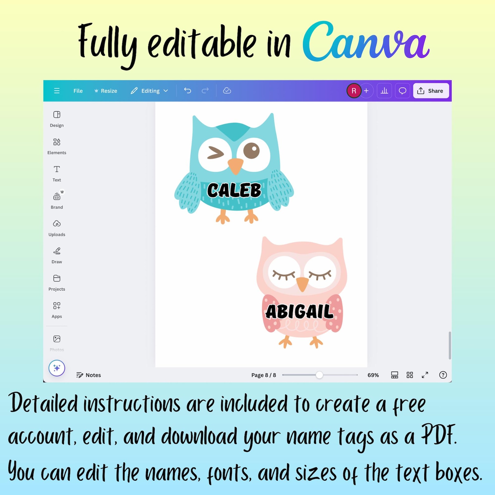 Owl Classroom Name Tags, Owl Student Desk Labels, Cute Locker Labels ...