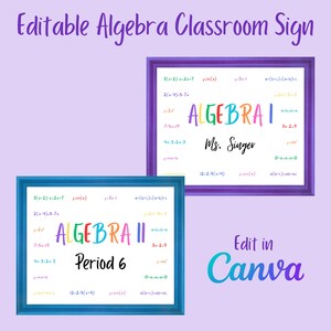 Algebra Classroom Sign, Math Classroom Door Sign, Class Labels ...