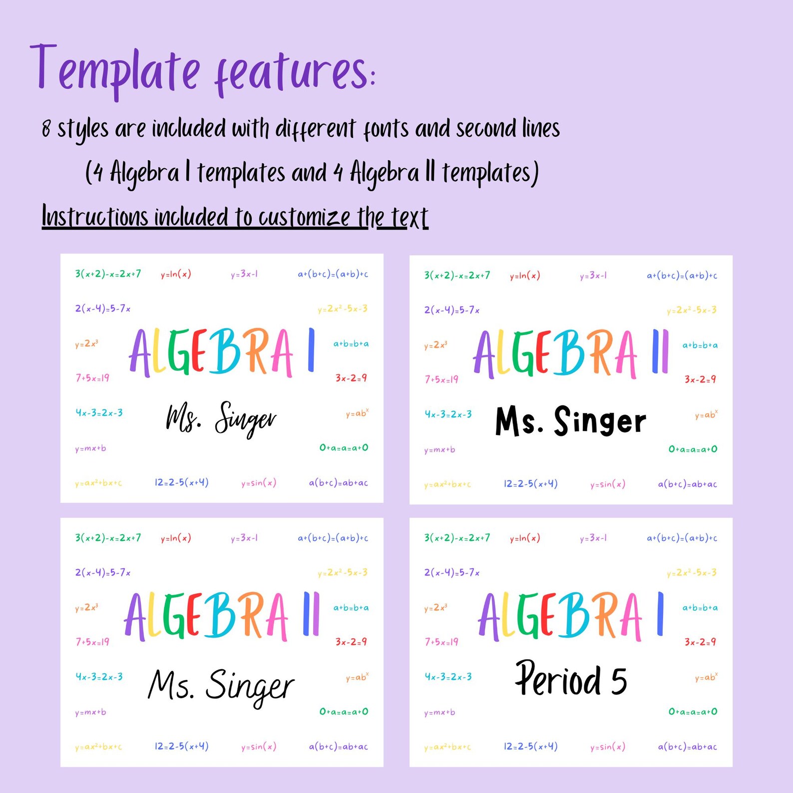 Algebra Classroom Sign, Math Classroom Door Sign, Class Labels ...