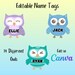 Owl Classroom Name Tags, Owl Student Desk Labels, Cute Locker Labels ...