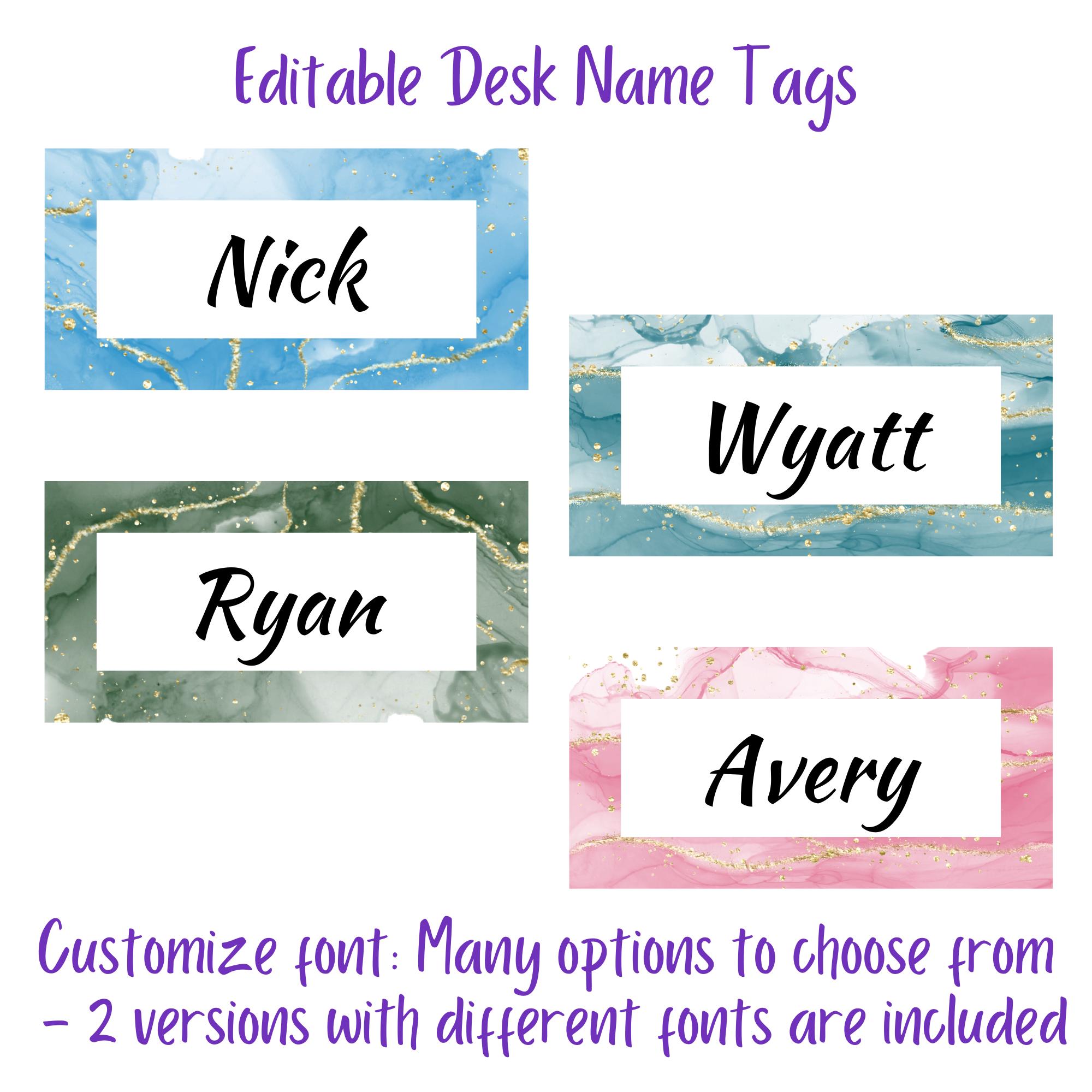 Watercolor Classroom Desk Name Tags, Student Desk Name Labels, Colorful ...