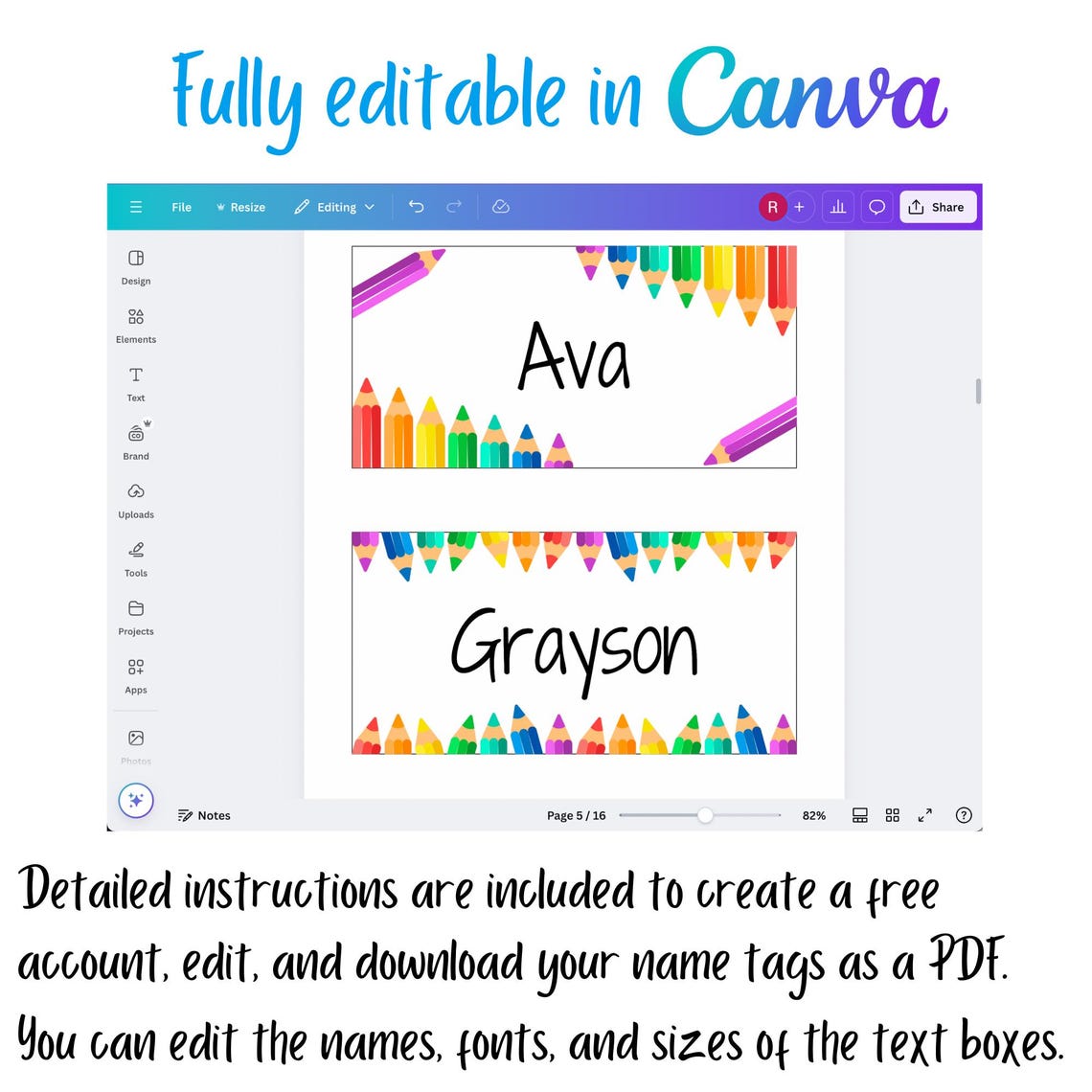 Colored Pencil Classroom Desk Name Tags, Rainbow Student Desk Labels ...