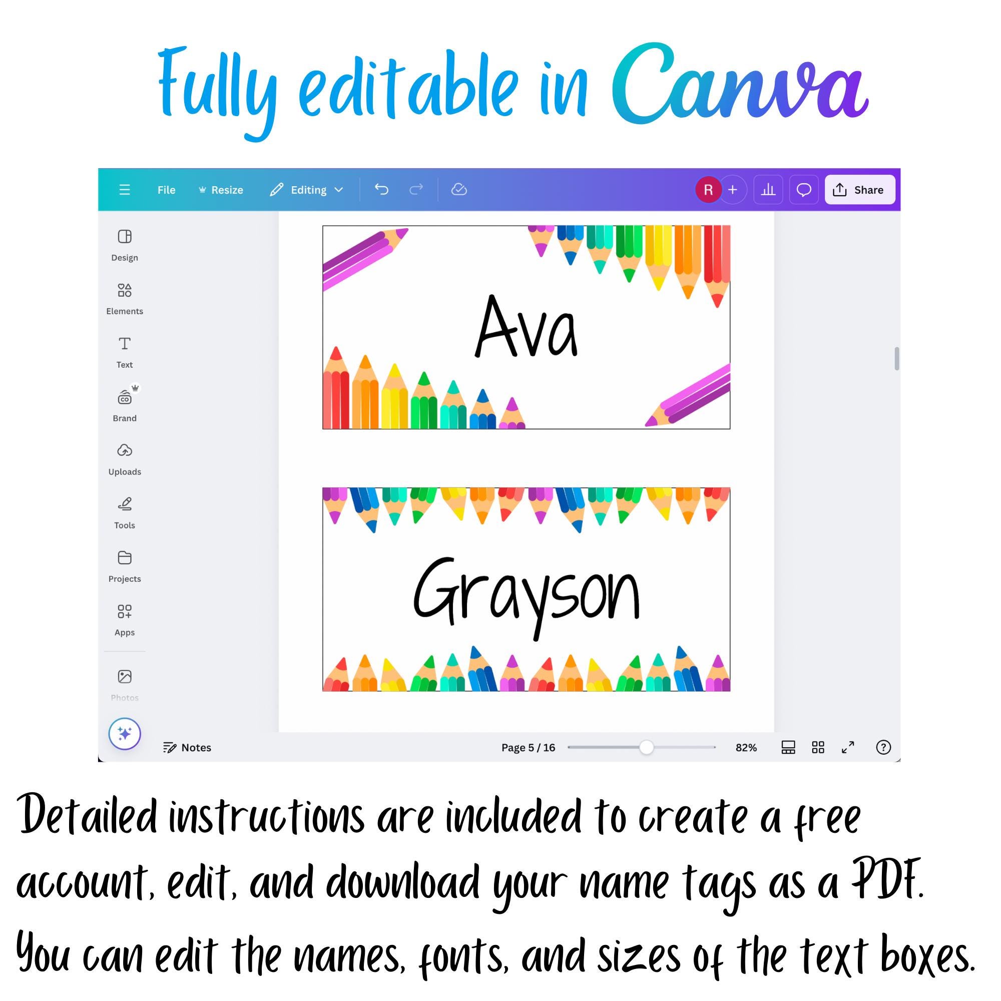 Colored Pencil Classroom Desk Name Tags, Rainbow Student Desk Labels ...
