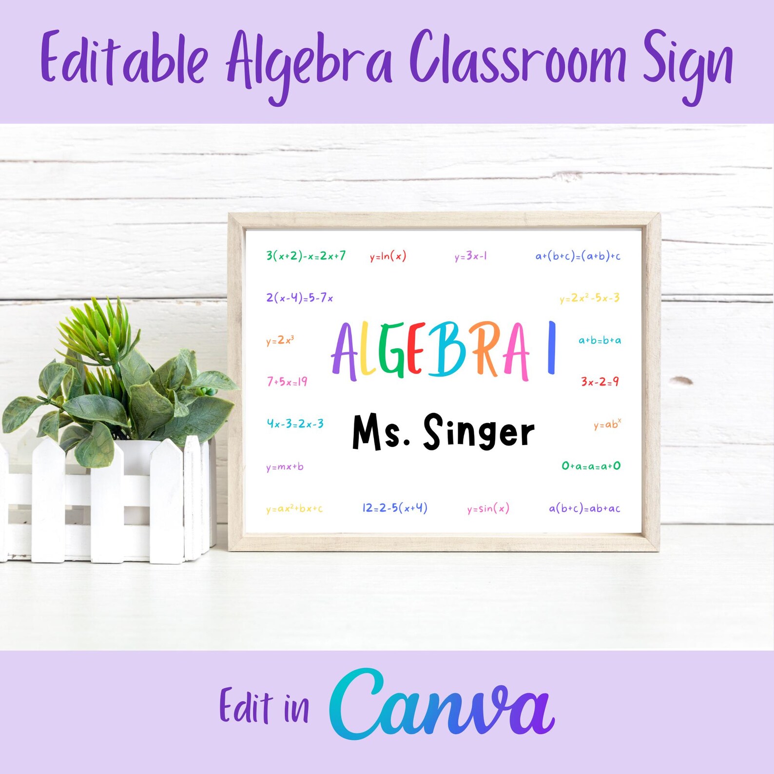 Algebra Classroom Sign, Math Classroom Door Sign, Class Labels ...