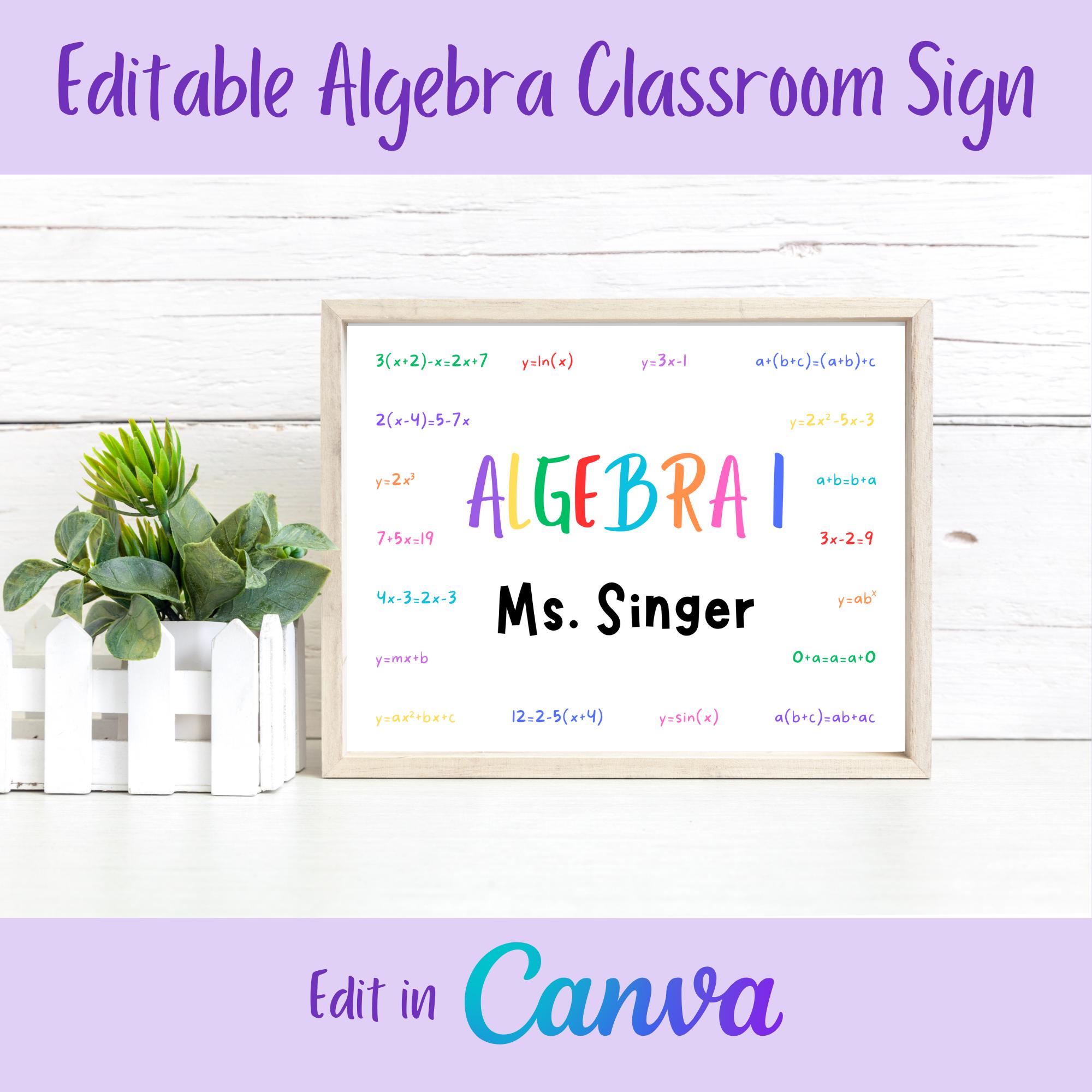 Algebra Classroom Sign, Math Classroom Door Sign, Class Labels ...