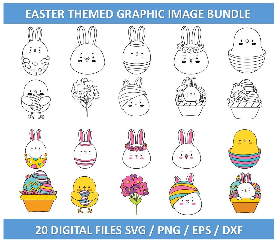 20 Easter Themed Graphic Clipart SVG / PNG Bundle - Image Files ...