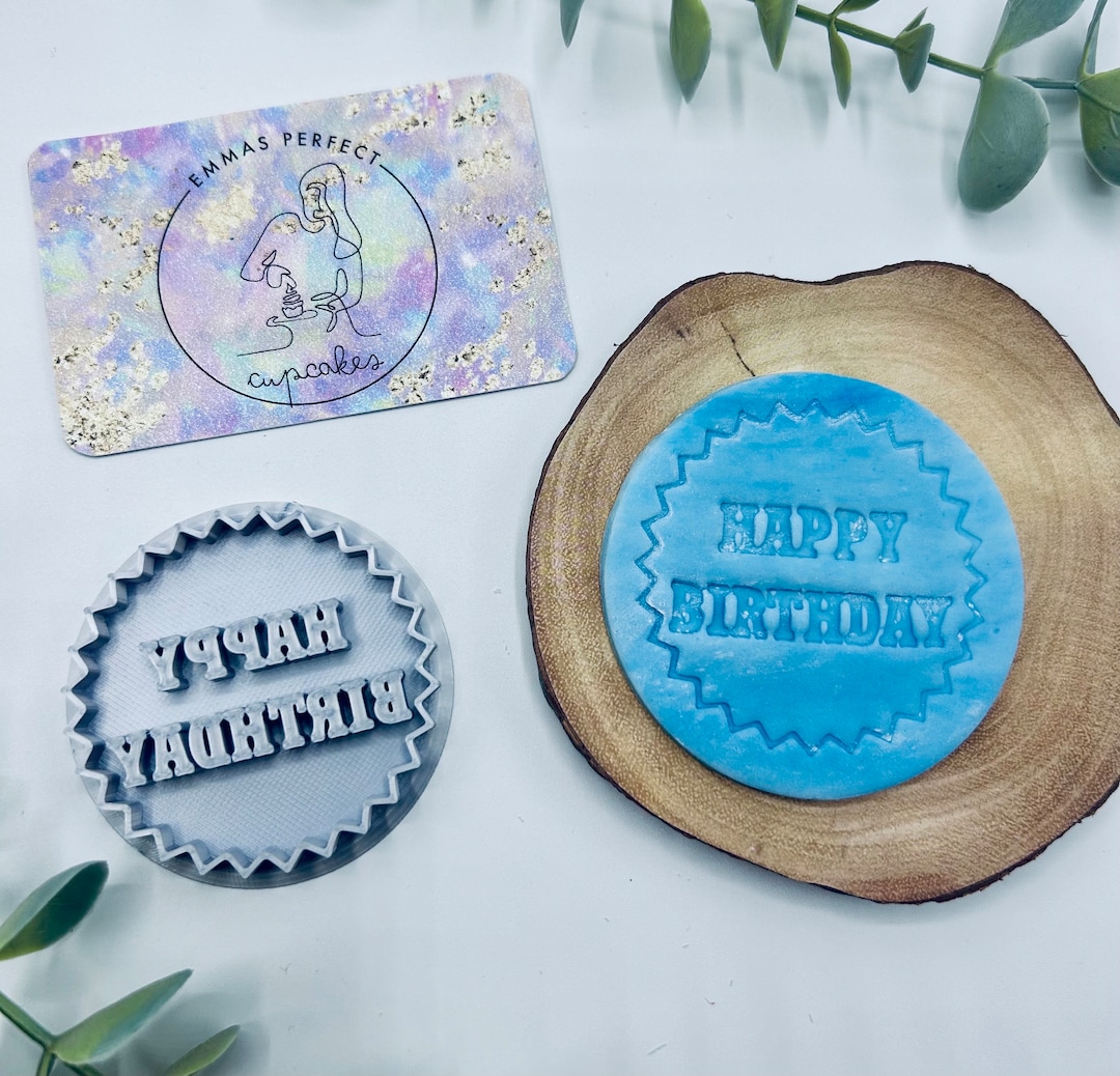 Happy Birthday - Border - Fondant Icing Cookie Cupcake Stamp / Embosser ...