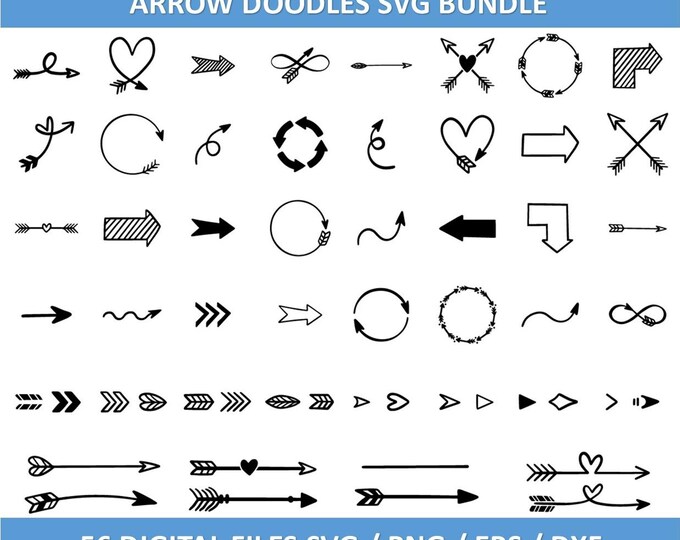 56 Hand Drawn Arrow Doodles Clipart SVG / PNG Bundle - Image Files ...