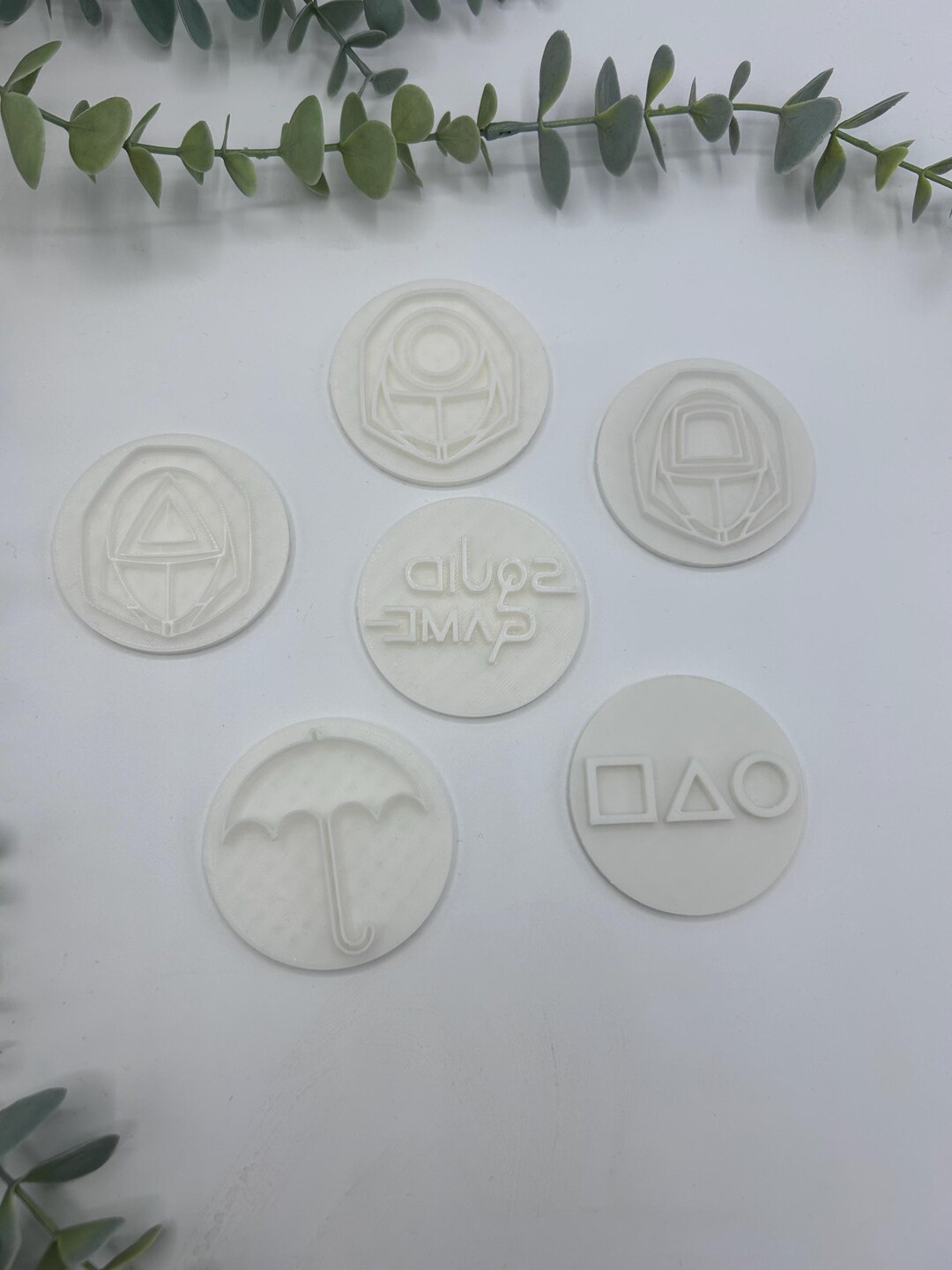 Squid Game - Full Set of 6 - Fondant Icing Cookie Cupcake Stamp ...