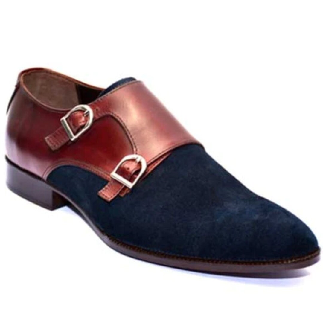 Johny Weber Handmade Double Monk Strap With Blue Suede Leather - Etsy