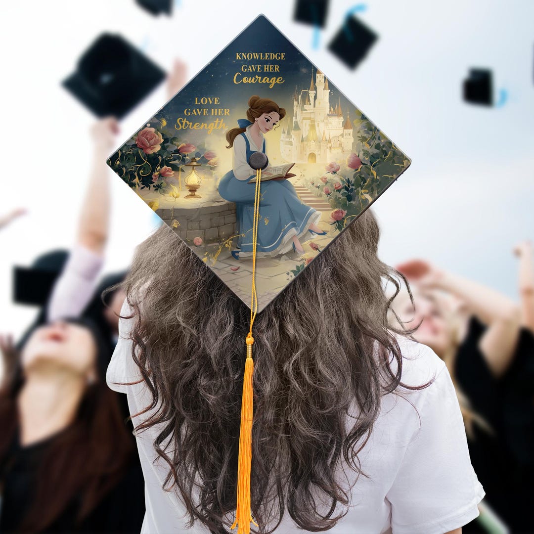 Belle Graduation Cap Topper, Knowledge Gave Her Courage Grad Cap ...