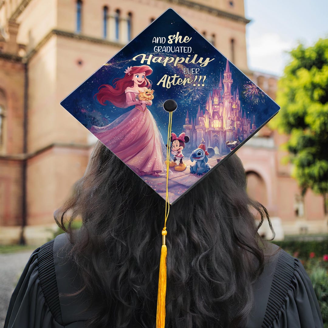 Ariel Graduation Cap Topper, and She Graduated Happily Ever After, the ...