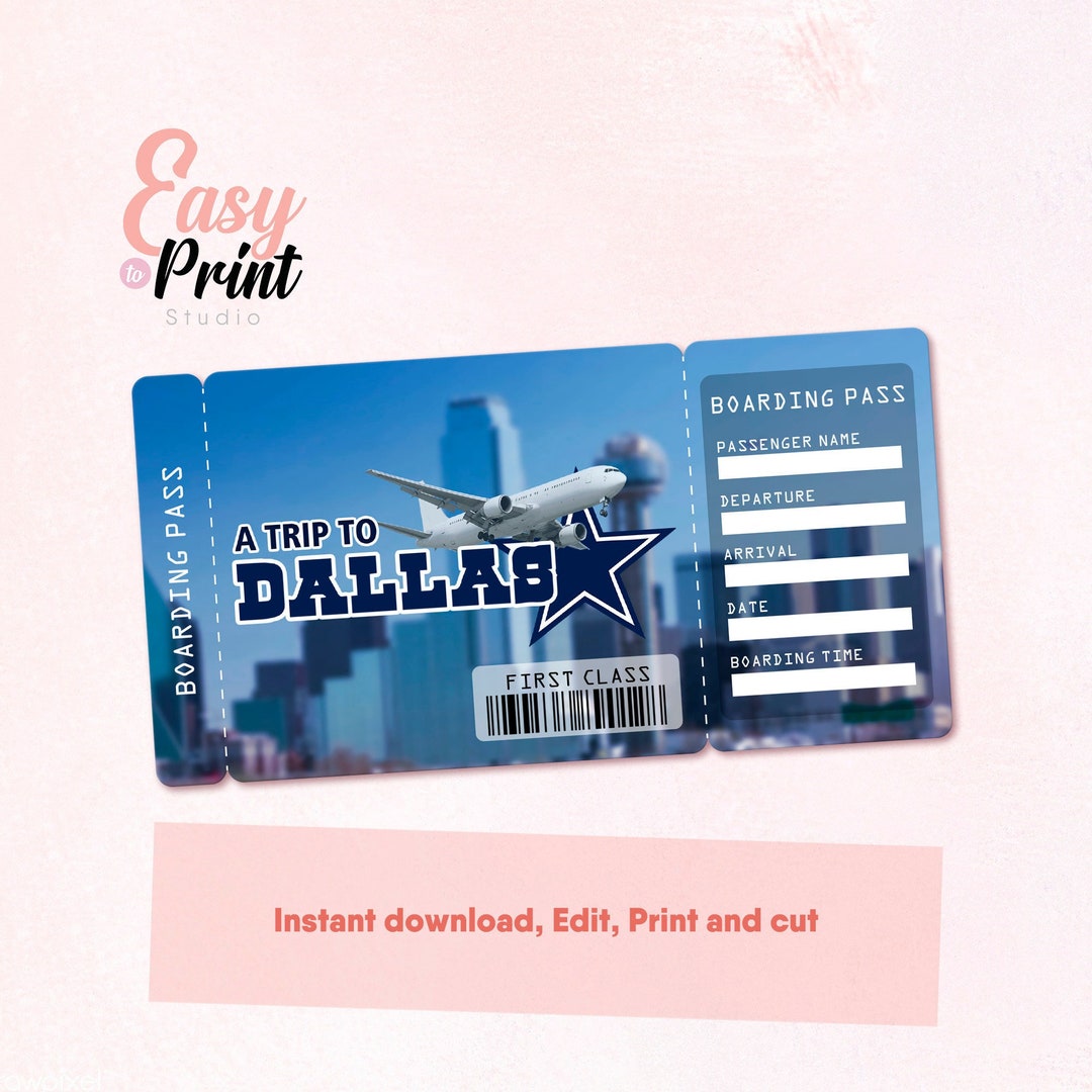 Editable Dallas Trip Boarding Pass Printable Personalized DIY Airline ...