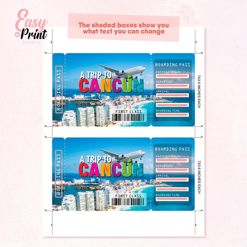 Editable Cancun Vacation Boarding Pass Printable - Etsy