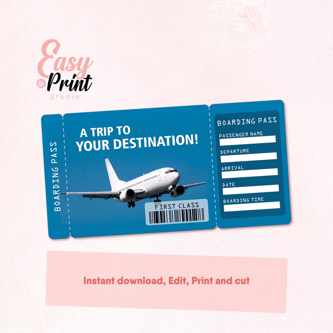 Editable Any Destination Trip Boarding Pass Printable Personalized DIY ...