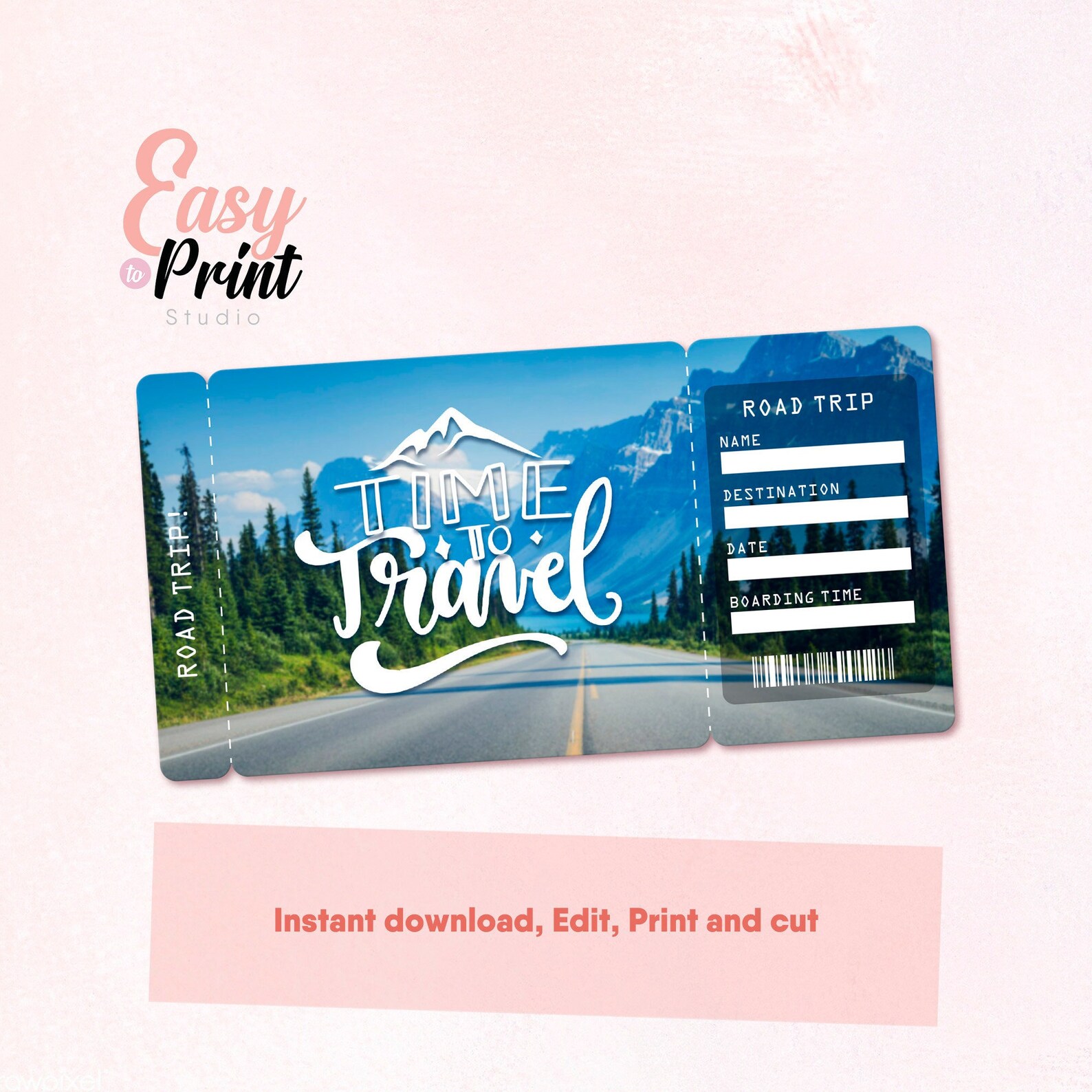 Editable Roadtrip Boarding Pass Printable Personalized DIY Airline ...
