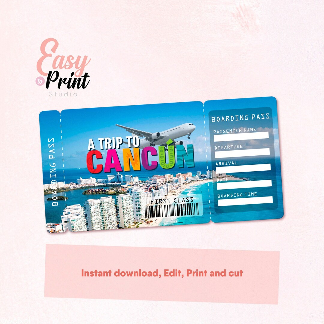 Editable Cancun Vacation Boarding Pass Printable - Etsy