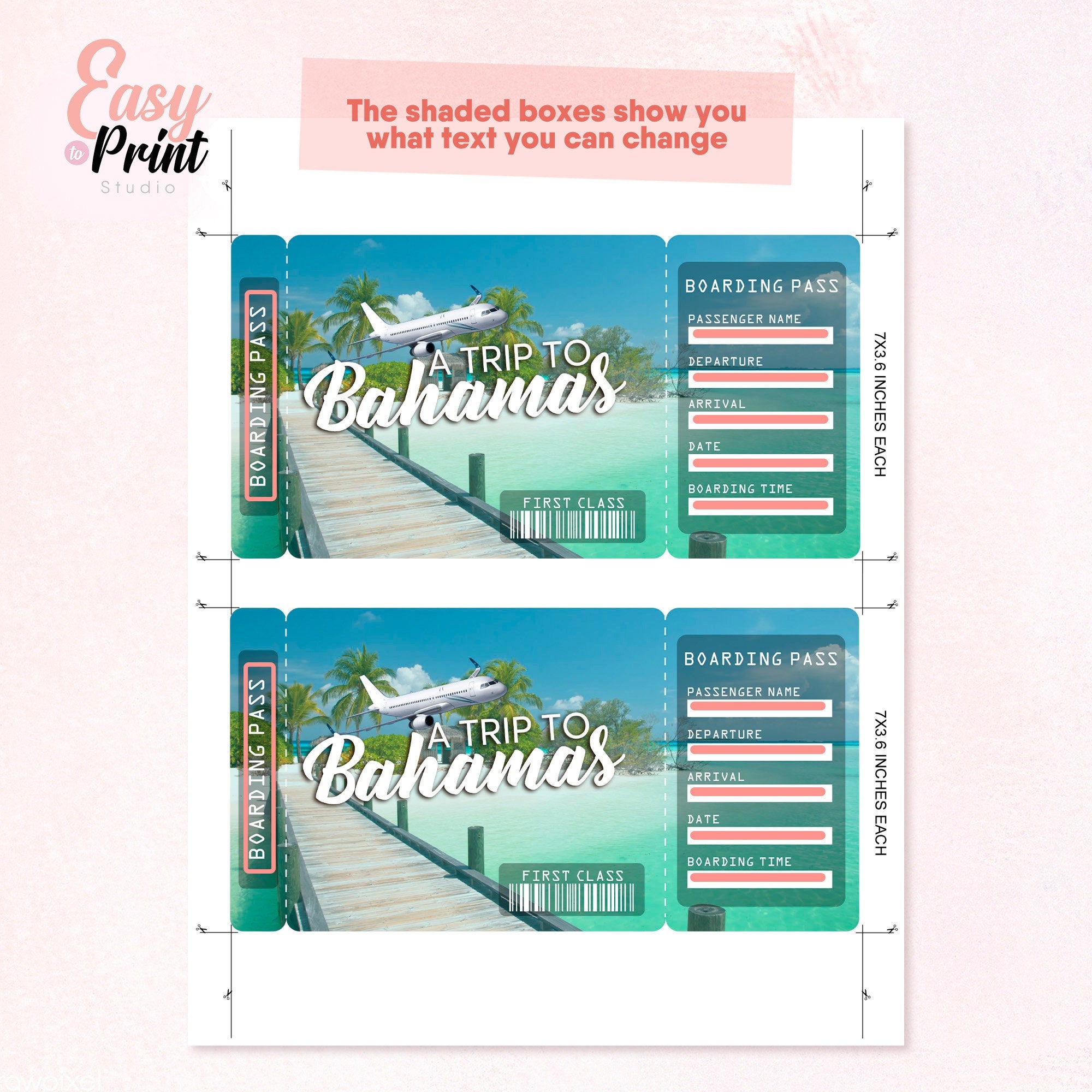 Editable Bahamas Boarding Pass Printable Personalized DIY - Etsy México