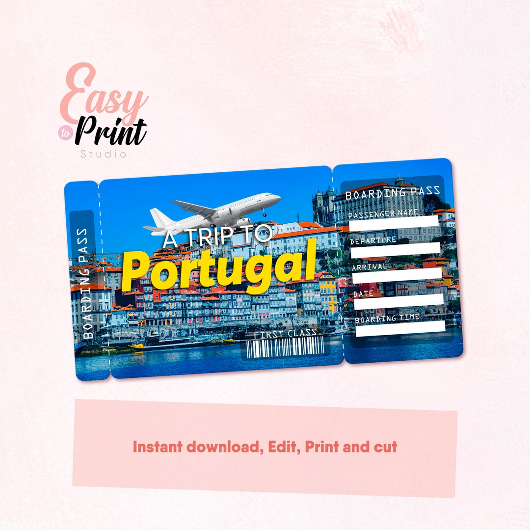 Editable Portugal Boarding Pass Printable Personalized DIY Airline ...