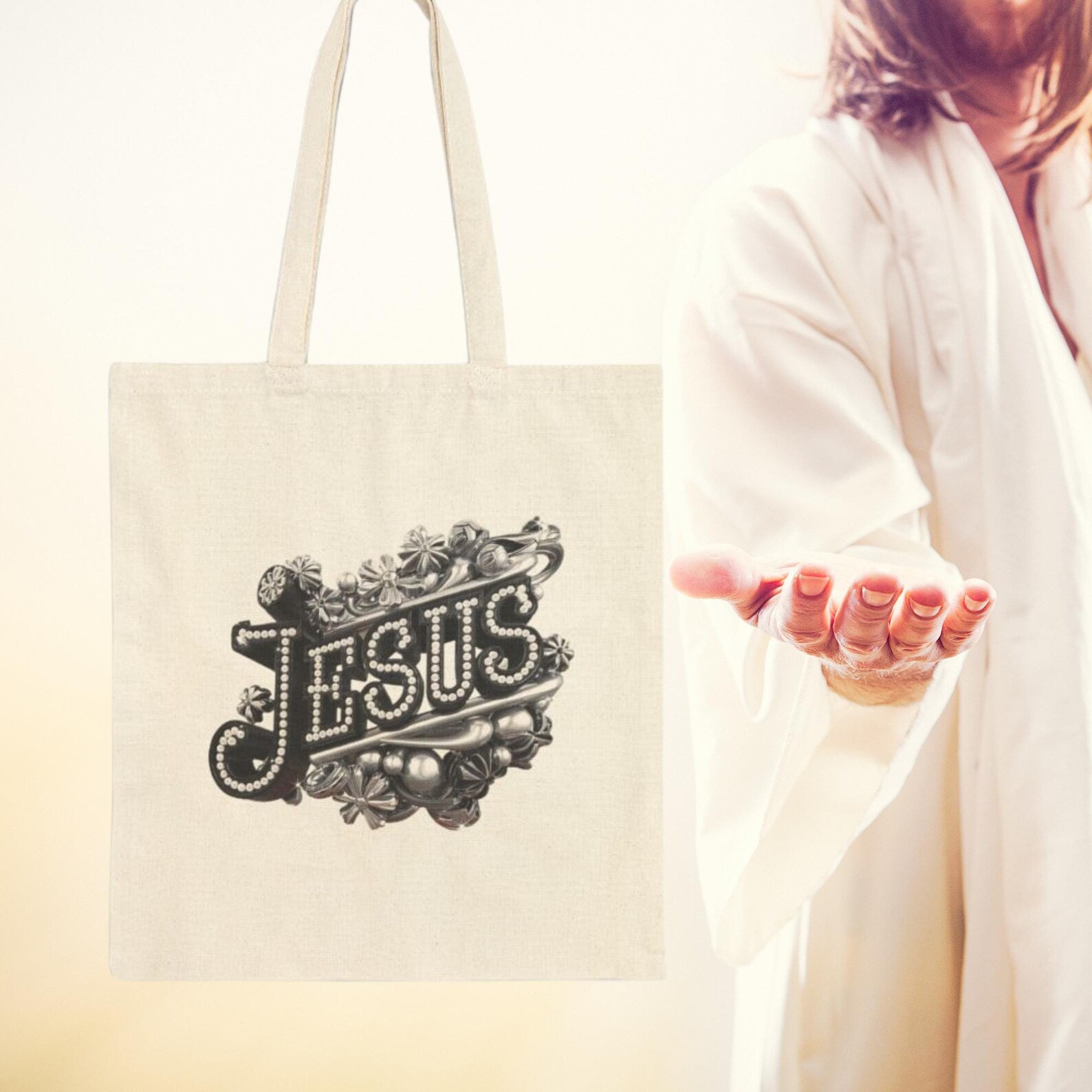Christian "jesus" Bling Totebag, Christianity Gifts, Holiday Gift Idea ...