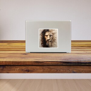Christian Sticker, Split Face Lion and Jesus Christ Abstract Painting ...