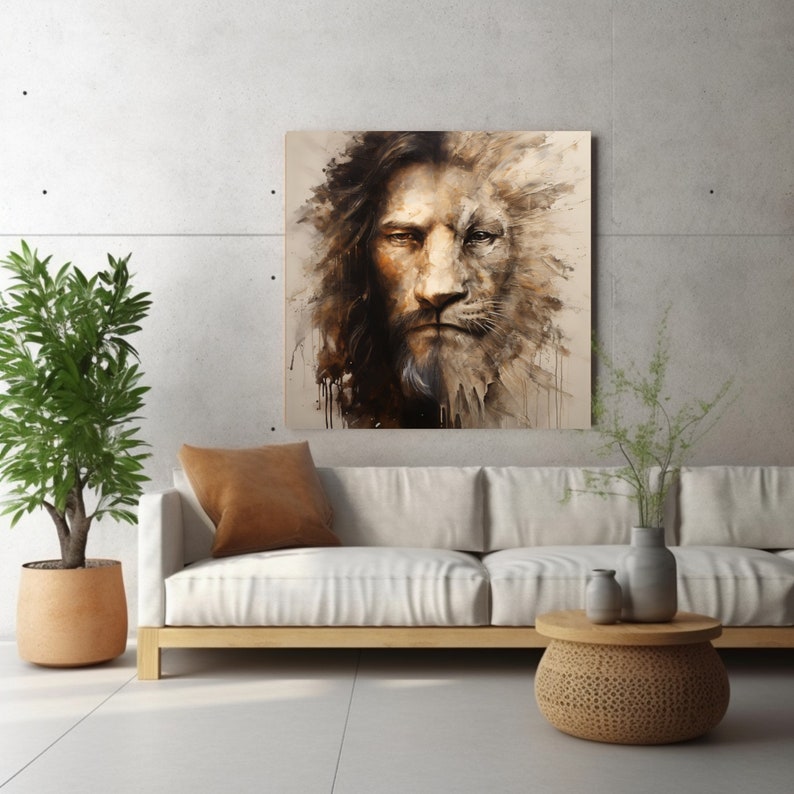 Lion of Judah Canvas Art: Jesus Split Face Painting, Christian Wall ...
