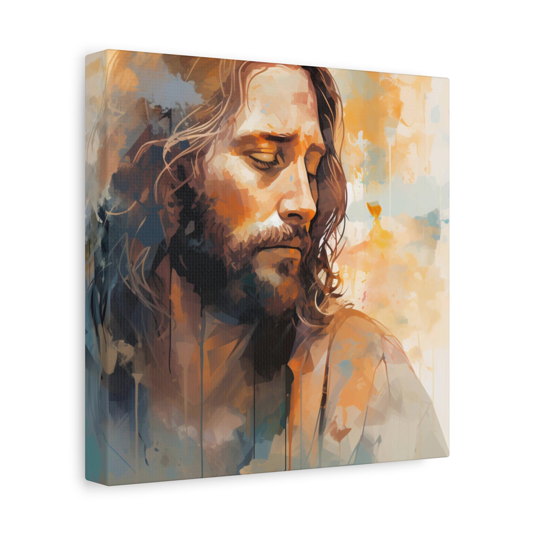 Jesus Portrait Abstract Canvas Print, Christian Theme Christmas Gift ...
