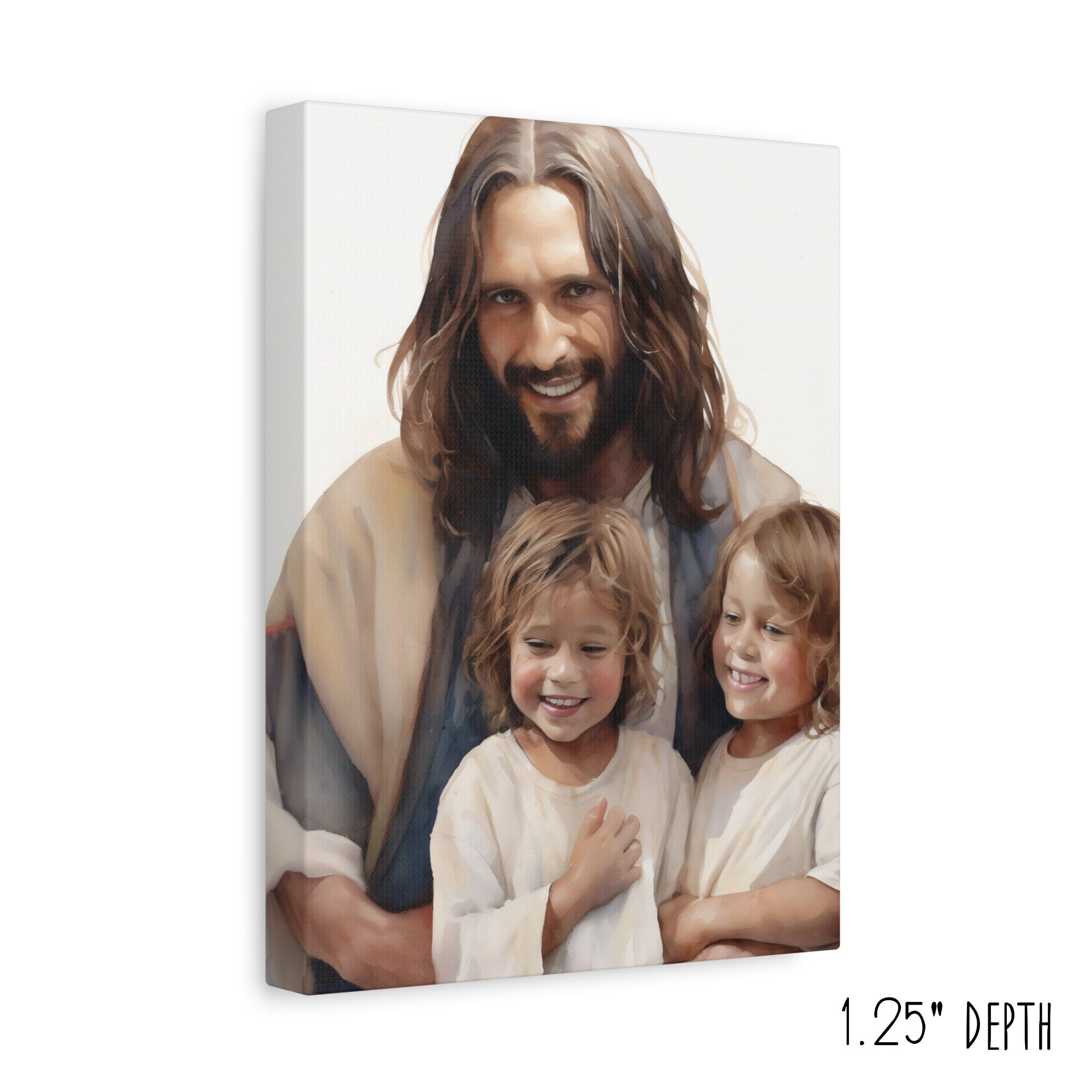 Jesus With Twins Canvas, Children's Room Christian Artwork, Jesus ...