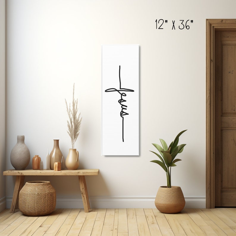 Boho Minimalist Jesus Cross Art, Christian Wall Artwork, Religious ...