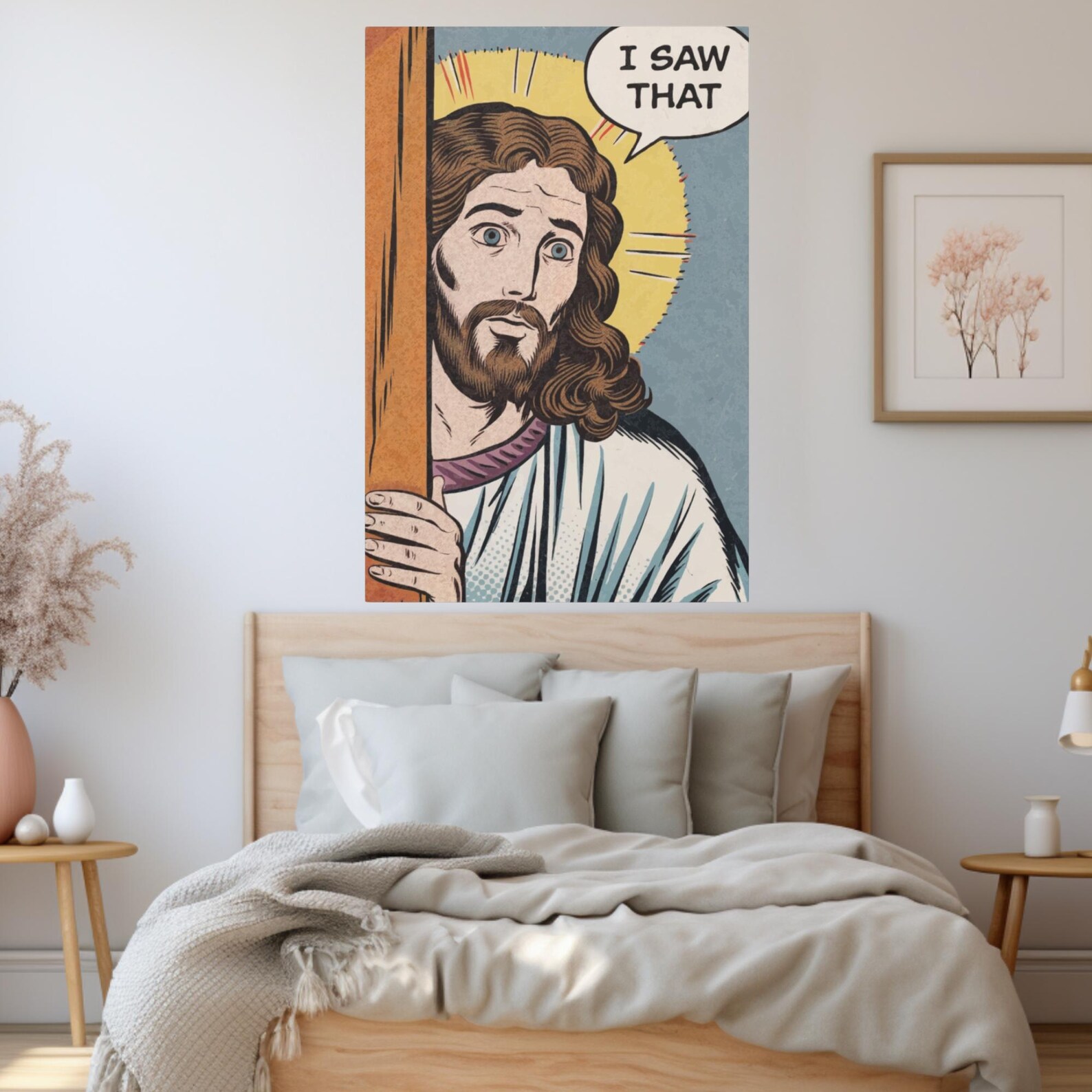 Humorous Christian Canvas, Jesus Comic Book Style Wall Art Print ...