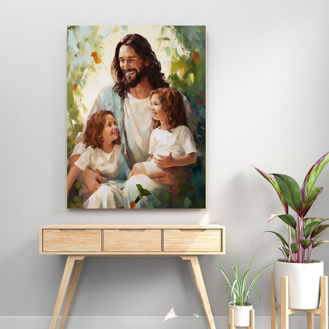 Jesus Canvas Print: Savior Showering Children With Grace, Christian Art ...