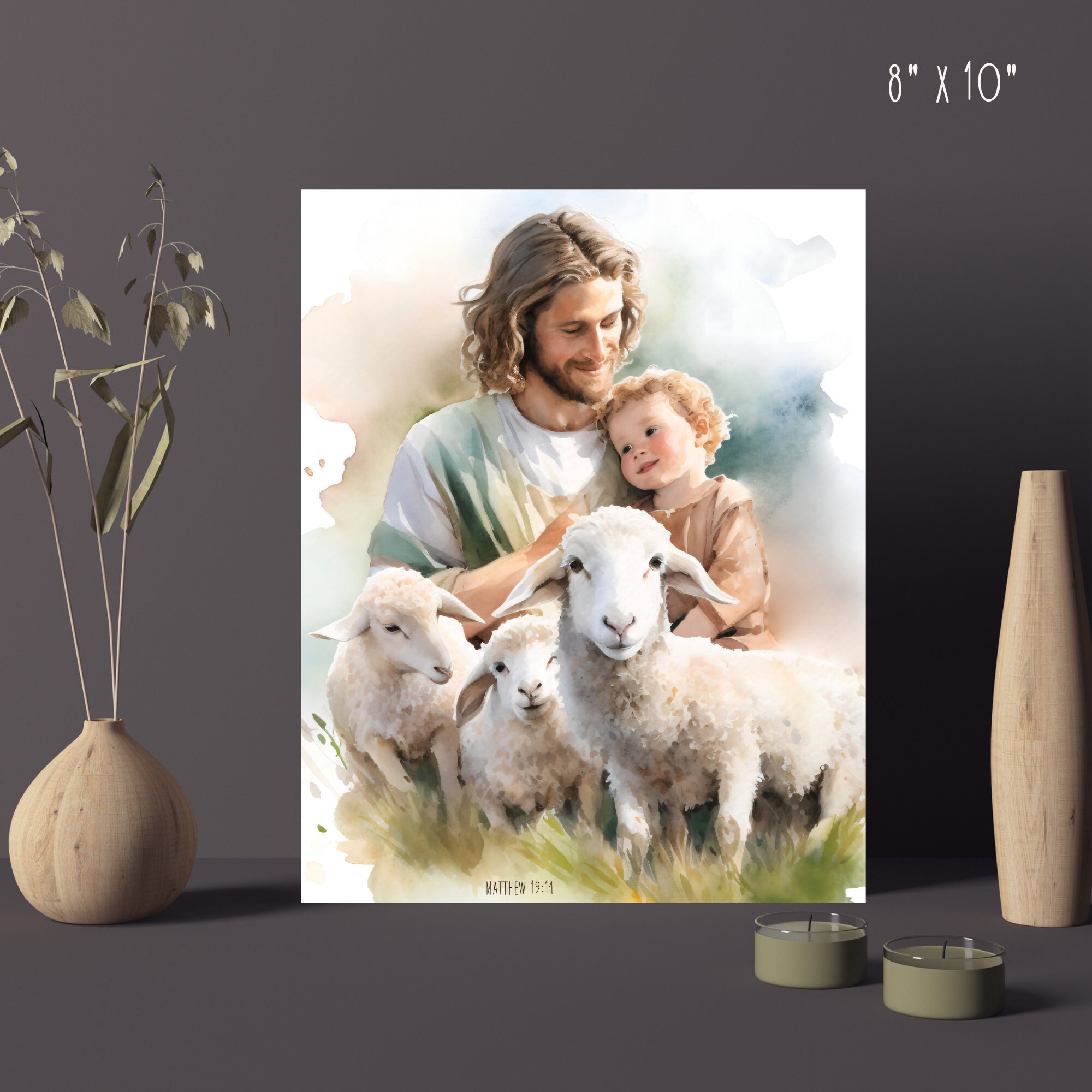 Jesus Our Shepherd Canvas Print: Watercolor Christian Nursery Art - Etsy