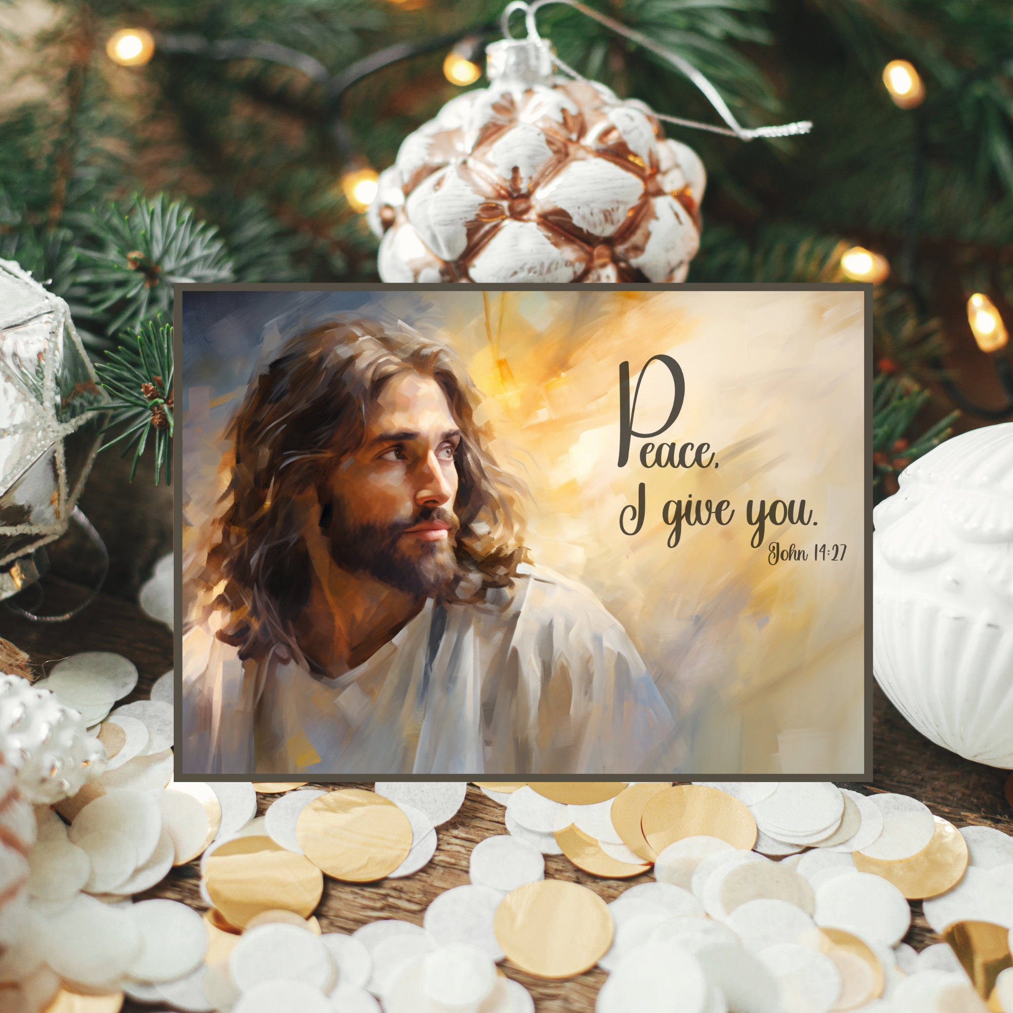 Jesus Portrait Christmas Cards, Digital Print Christian Holiday ...