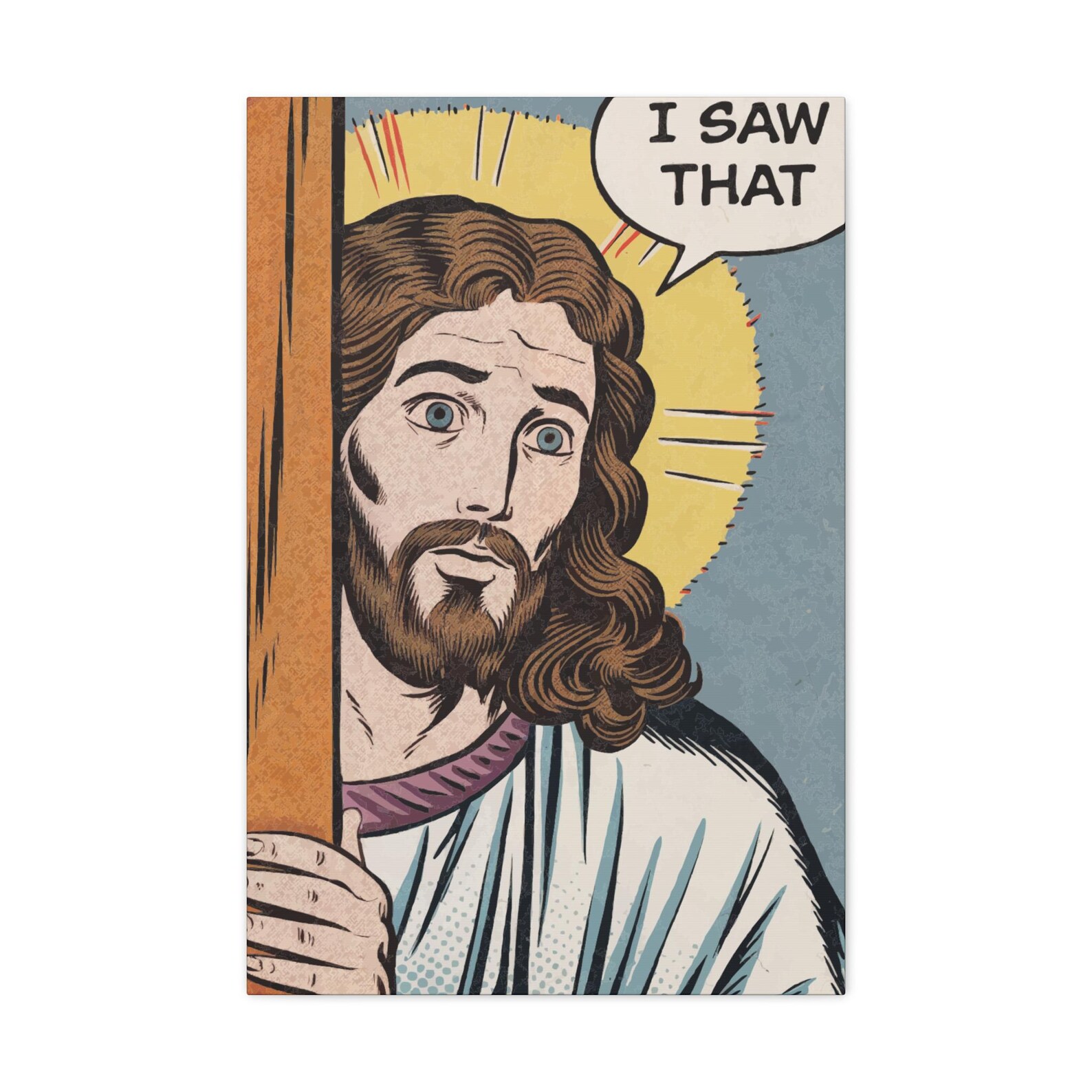 Humorous Christian Canvas, Jesus Comic Book Style Wall Art Print ...