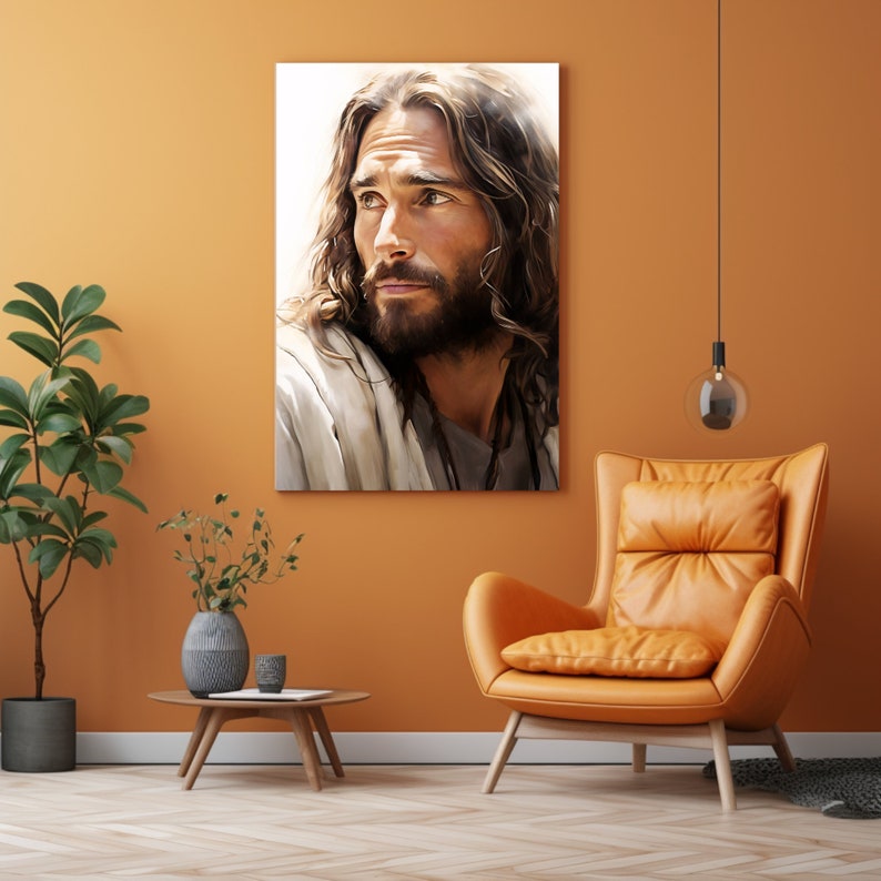 Chalk-style Jesus Portrait Canvas: Christian Home Decor - Etsy
