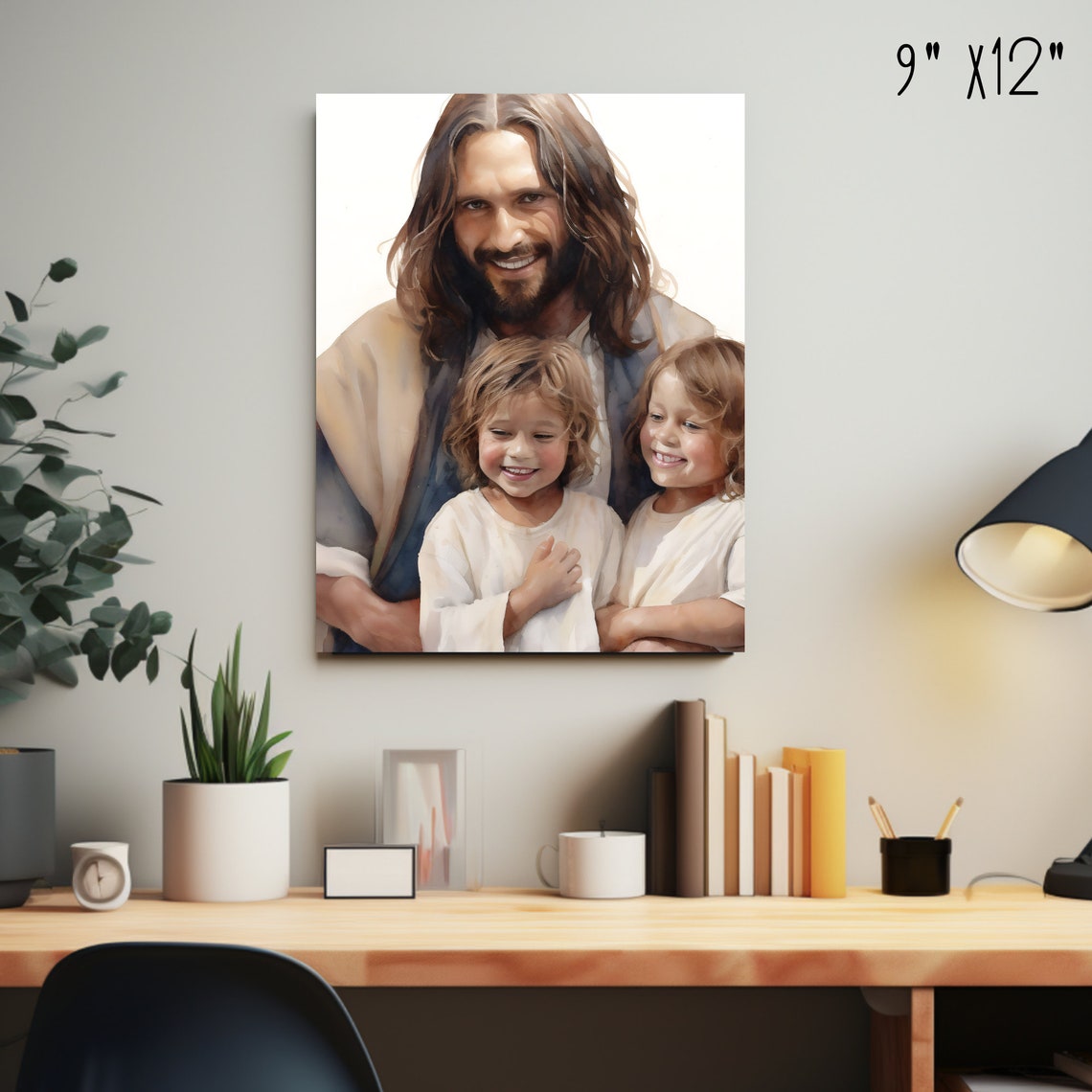 Jesus With Twins Canvas, Children's Room Christian Artwork, Jesus ...