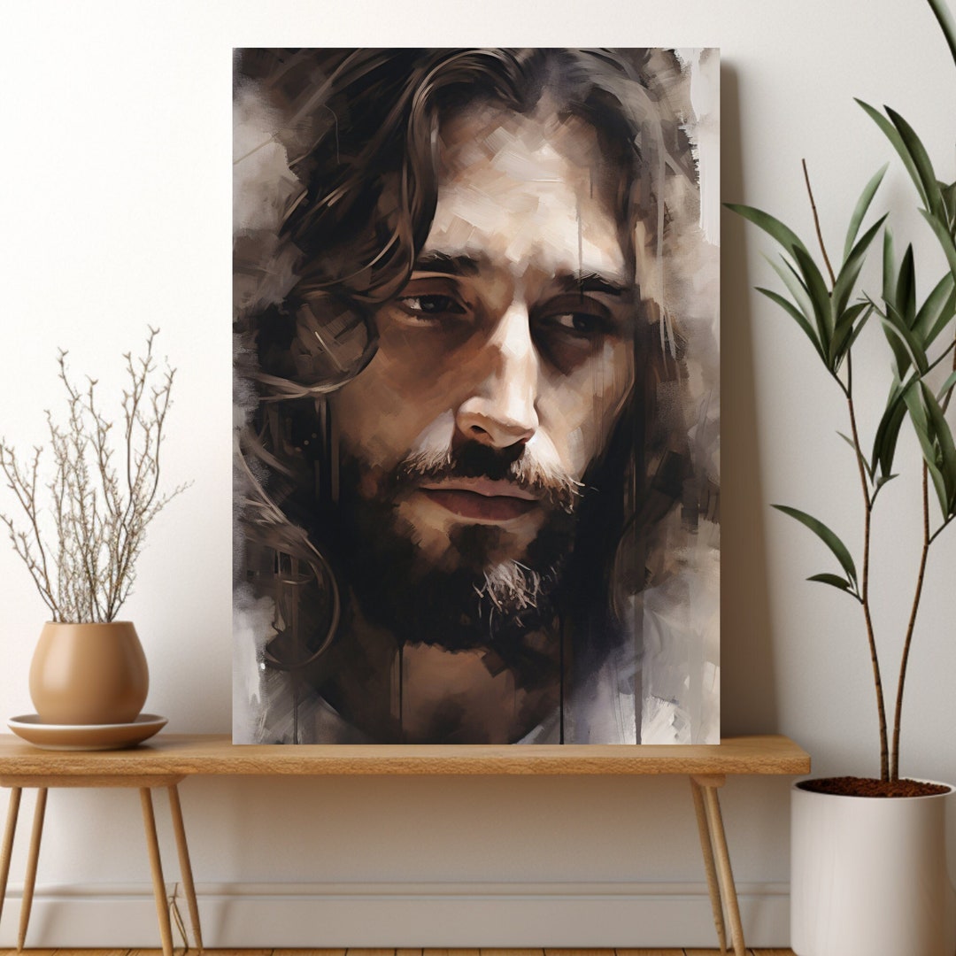 Jesus Portrait Abstract Canvas Print, Christian Theme Gift Idea ...