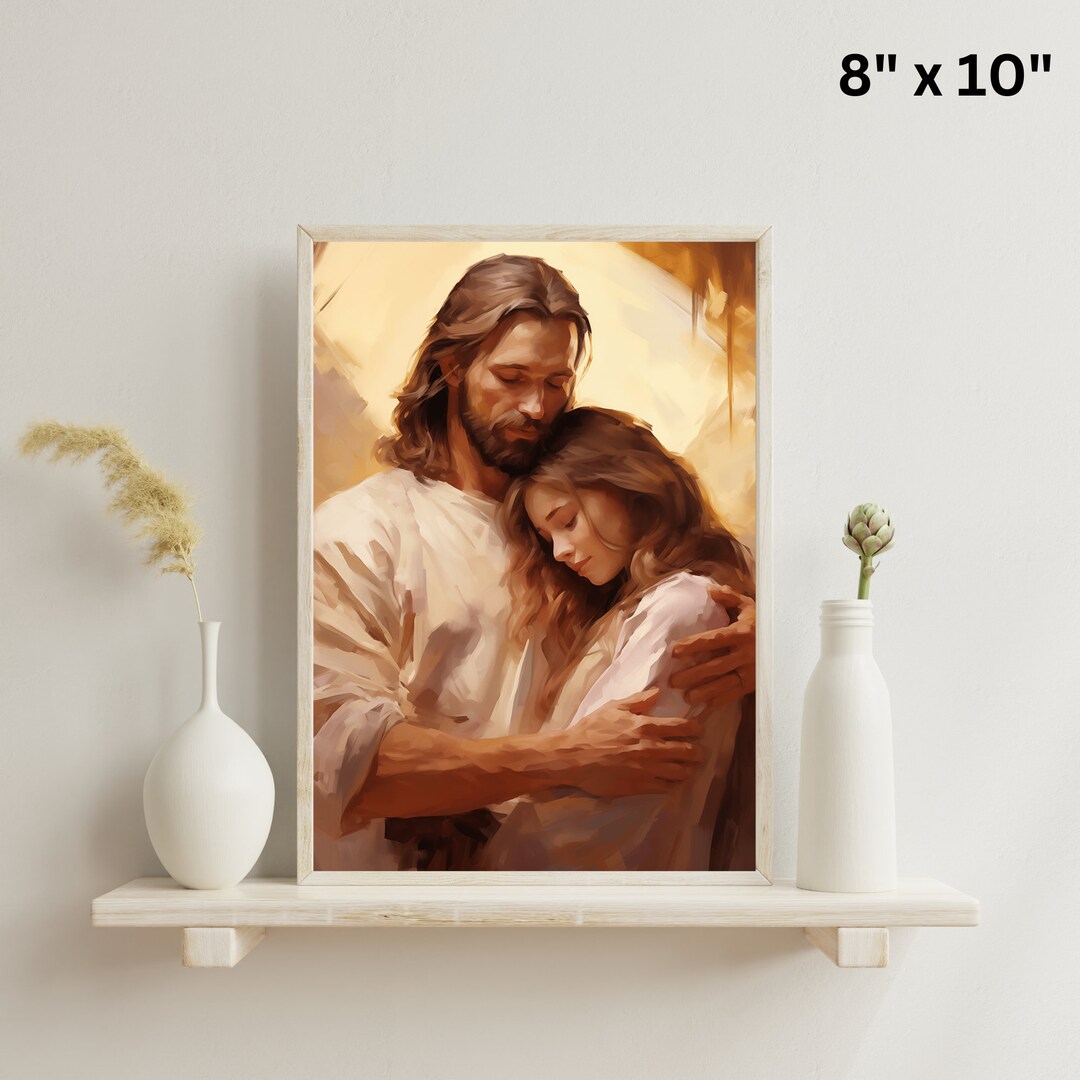 Jesus Consoling Girl Art: Christian Impasto Print (digital Download) - Etsy