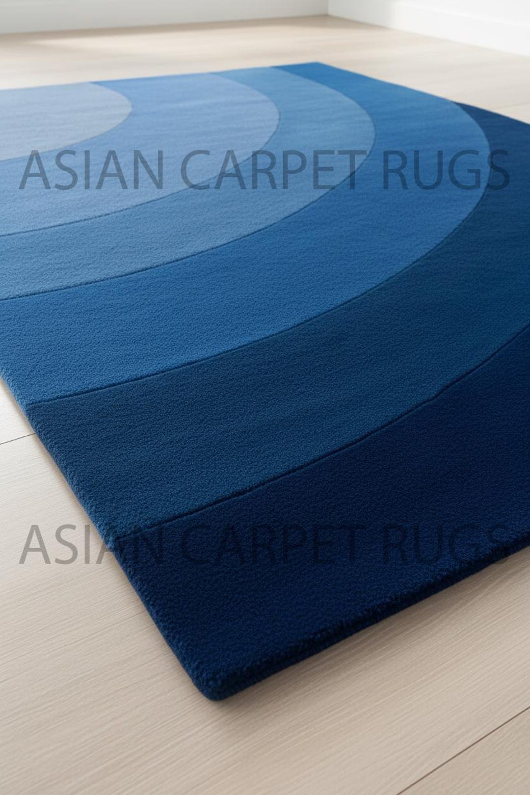 Modern Navy Blue Wool Rug – Hand Tufted Abstract Carpet, Custom ...