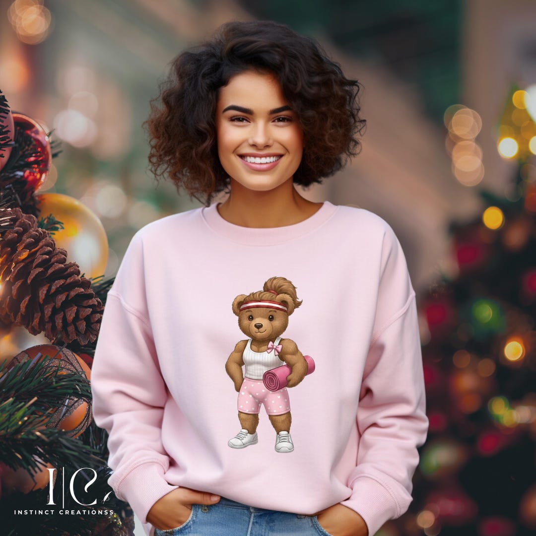 Workout Teddy Bear Sweatshirt - Kawaii Gym Gift - Etsy