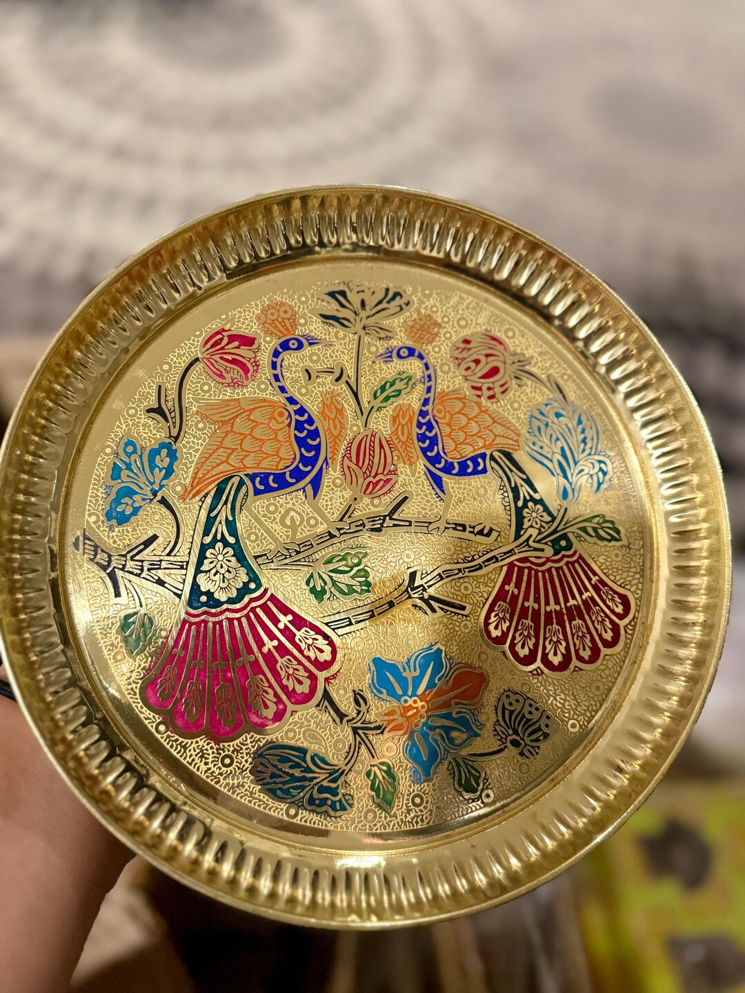 Brass Peacock Tray: Decorative Puja Mandir Decor, Wedding Favors (6 ...