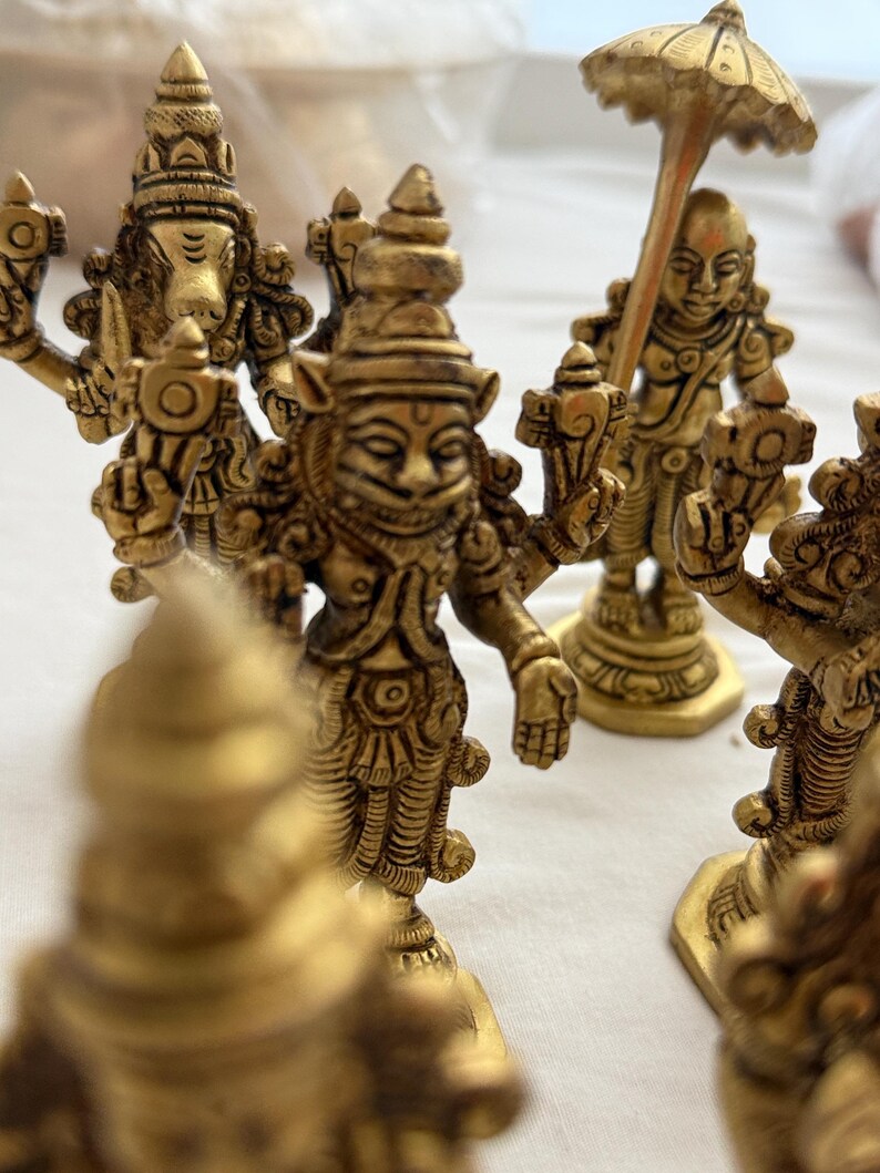 Dashavatara Brass Idol Set | Antique Hindu God Statues, 4 Inch - Etsy