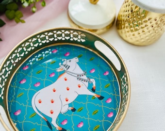 Pichwai Cow Print Tray 1 Jar Decorative Tray Home Decor Gift Best ...