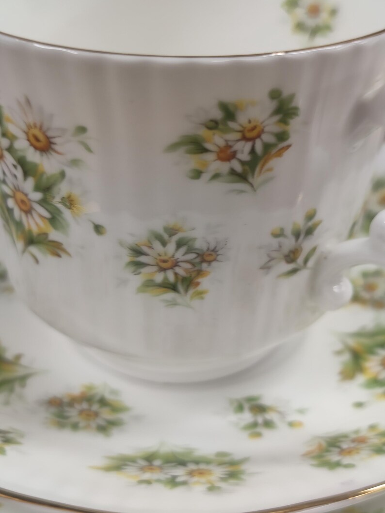 Vintage Royal Heritage Fine Bone China Tea Cup Trio, Floral Daisy ...